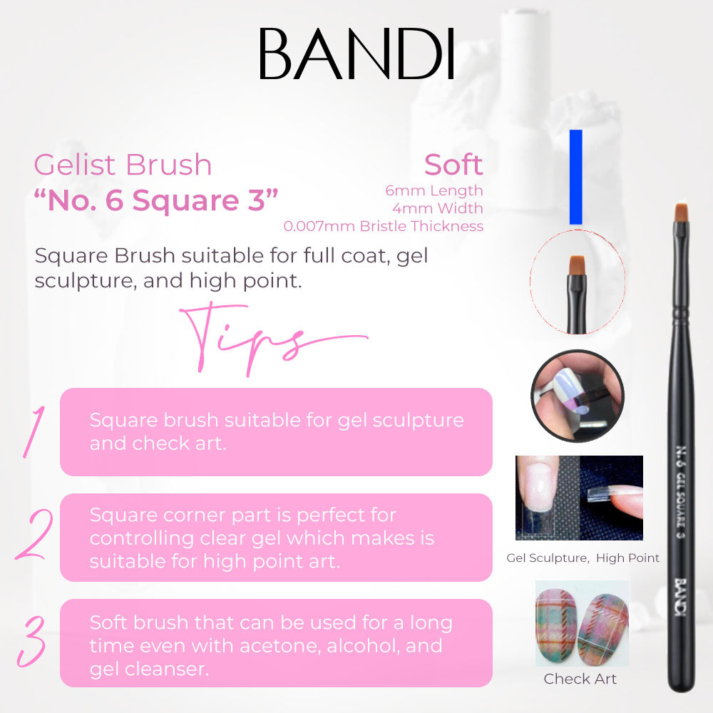 BANDI GELIST Brush NO.6 GEL SQUARE (GS3) – New Summit Colors ...
