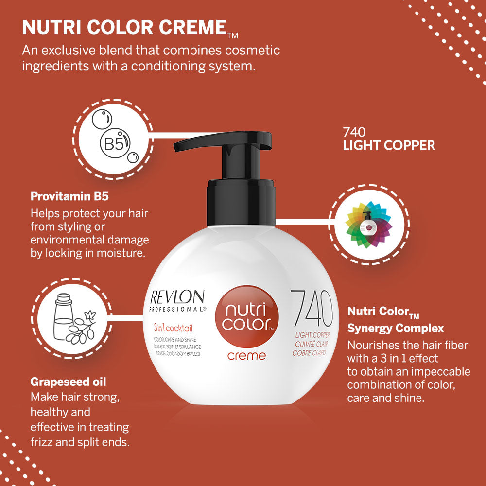 Revlon Professional Nutri Color Creme 740 Light Copper 270ml – New ...